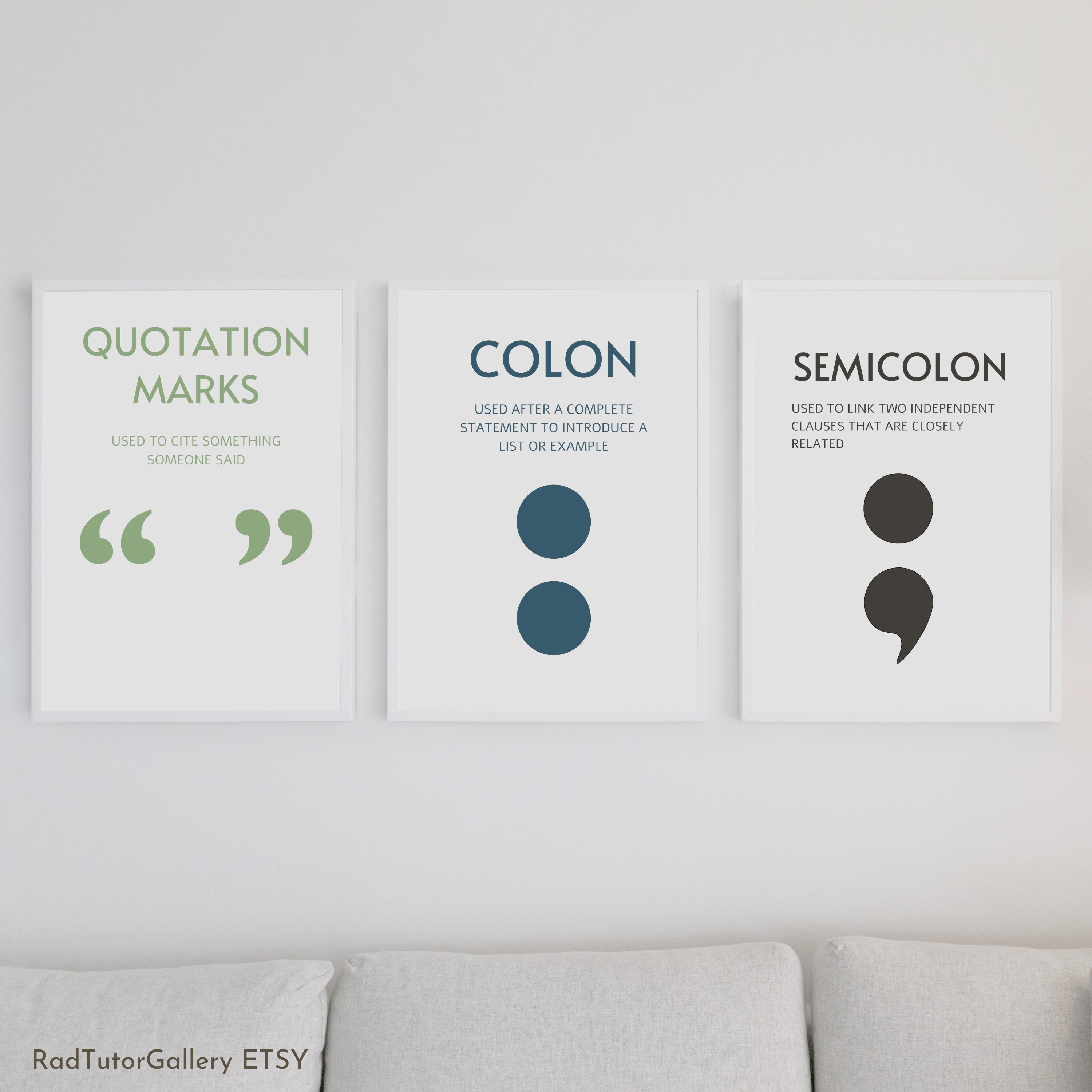 Punctuation Classroom Posters Set of 12, Boho Classroom Decor, English ...