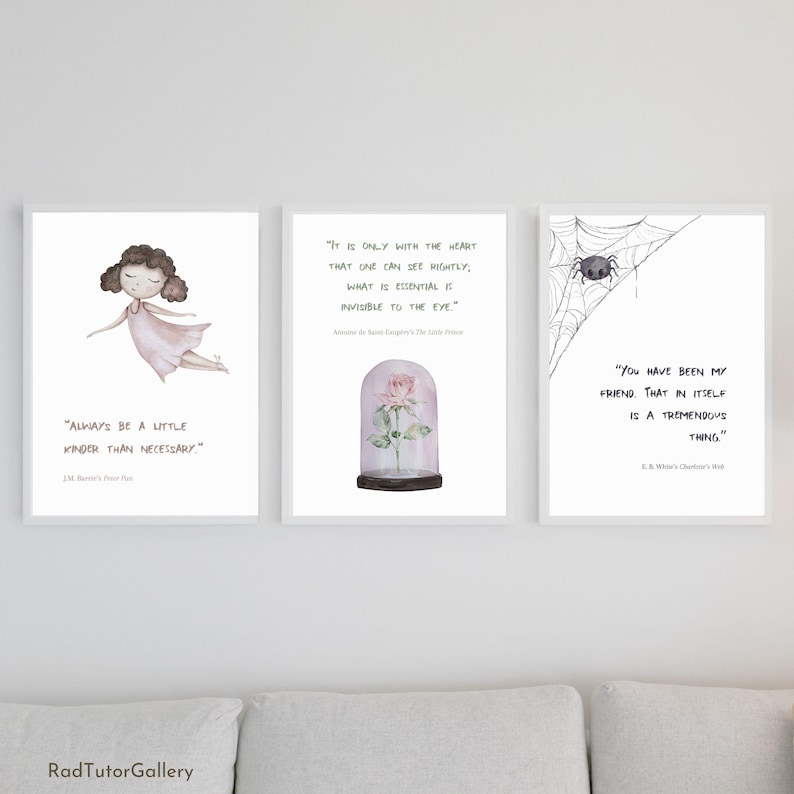 Popular Children's Literature Inspirational Quote Print Set, Nursery ...