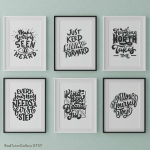 Growth Mindset Class Posters Set of 6, Classroom Printable Quotes ...