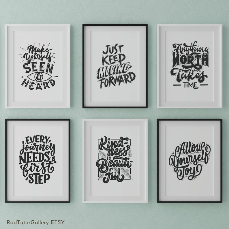 Growth Mindset Class Posters Set of 6, Classroom Printable Quotes ...