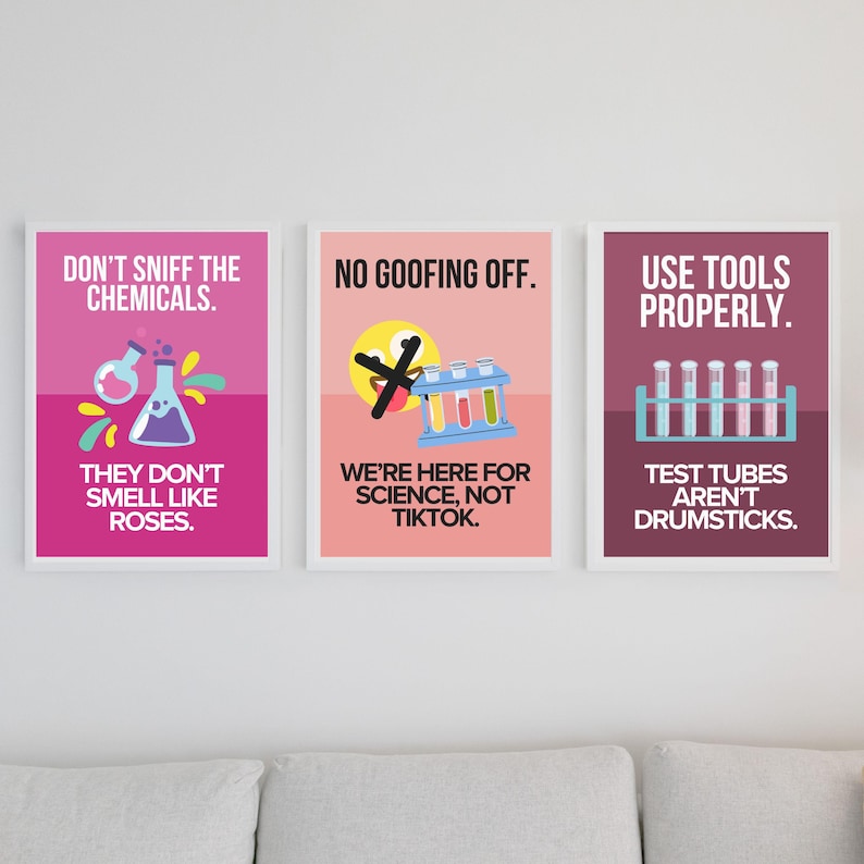 Funny Science Lab Safety Rules Posters, Chemistry Classroom Poster ...