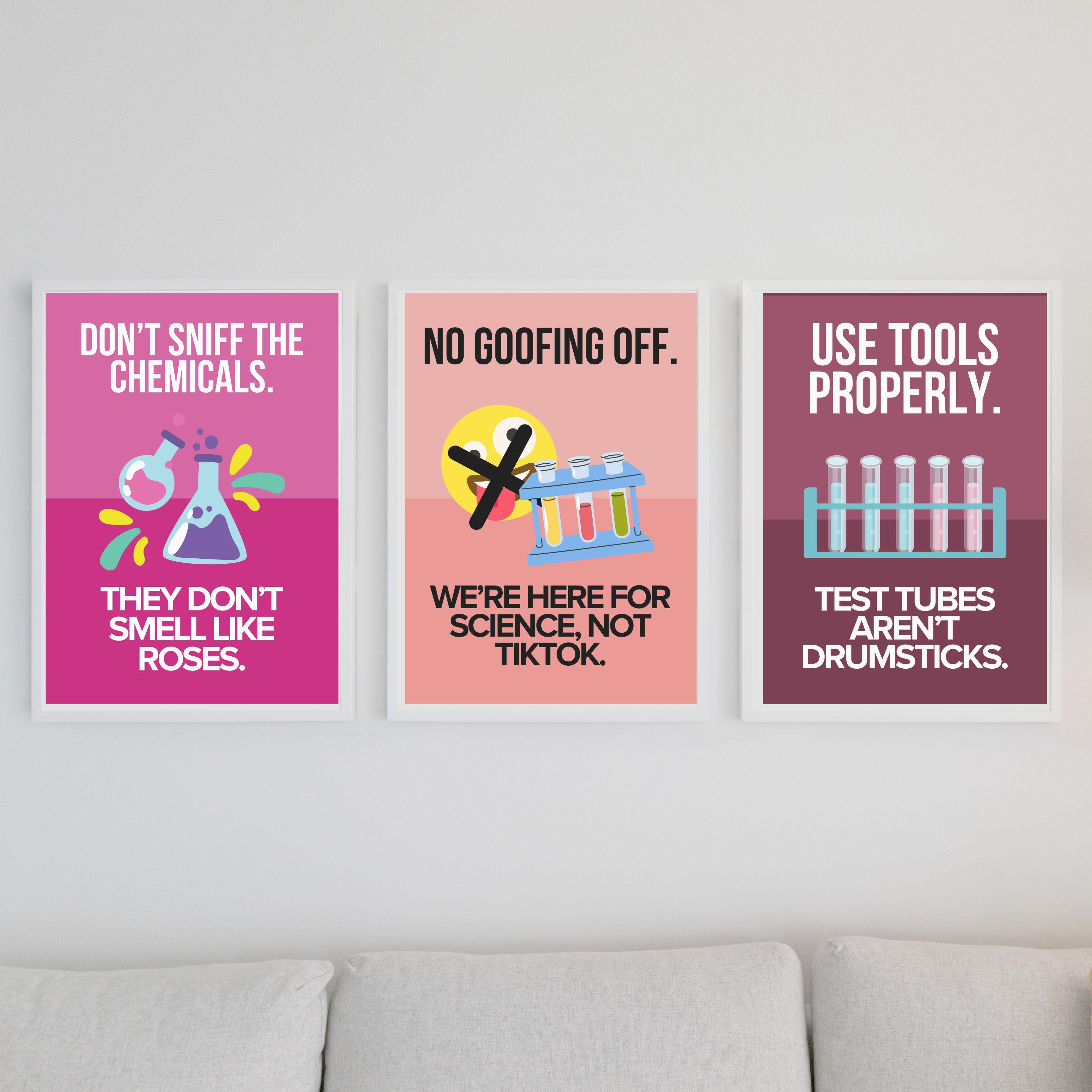 Funny Science Lab Safety Rules Posters, Chemistry Classroom Poster ...
