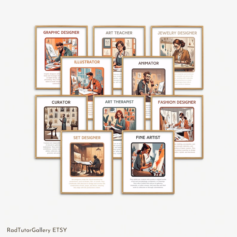 Art Careers Posters Sets of 10, Classroom Decor Bundle, Art Teacher ...