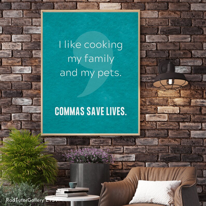 Funny Comma Poster Writing Help Poster English Teacher Gift - Etsy