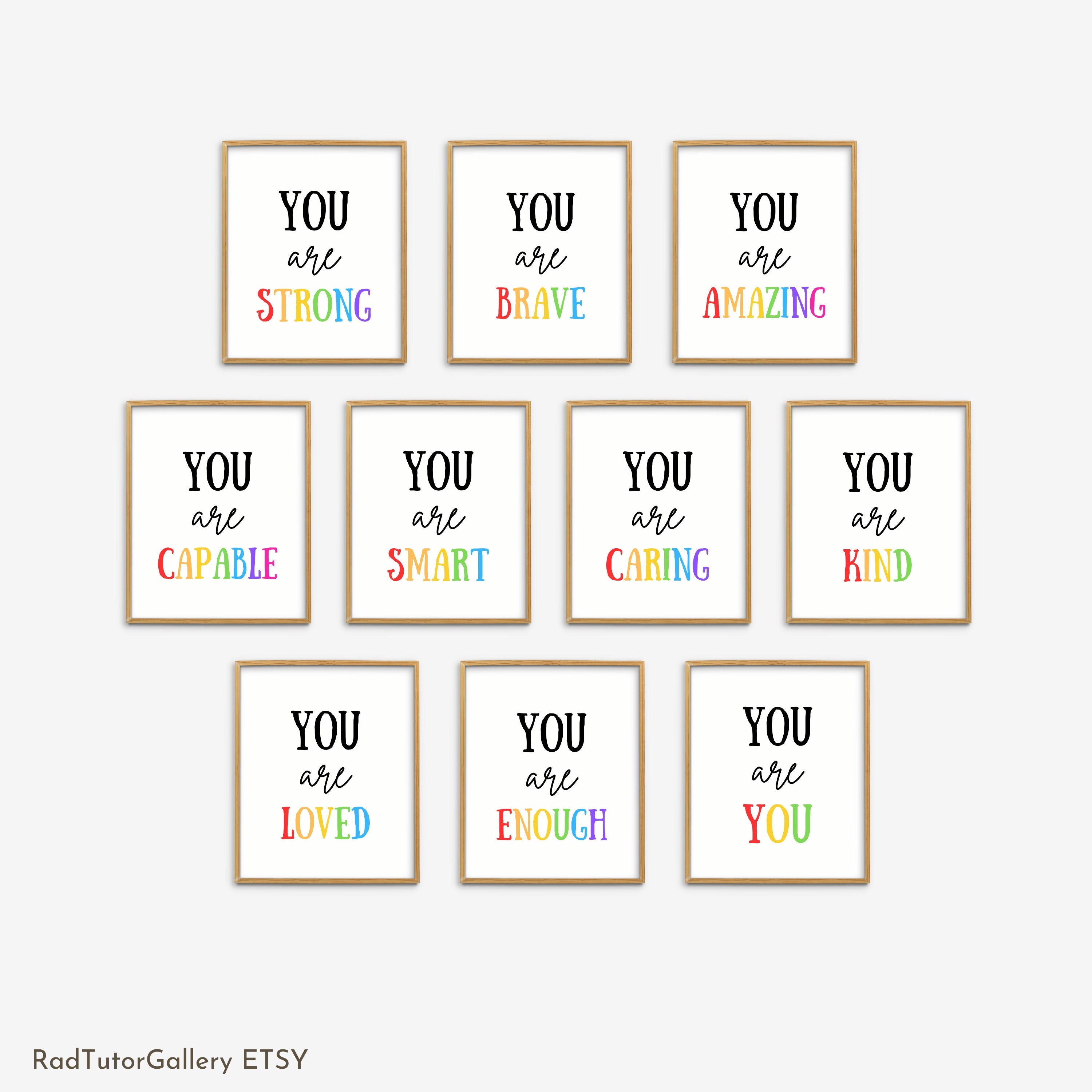 Positive Affirmations Classroom Poster Set of 10, Elementary Secondary ...