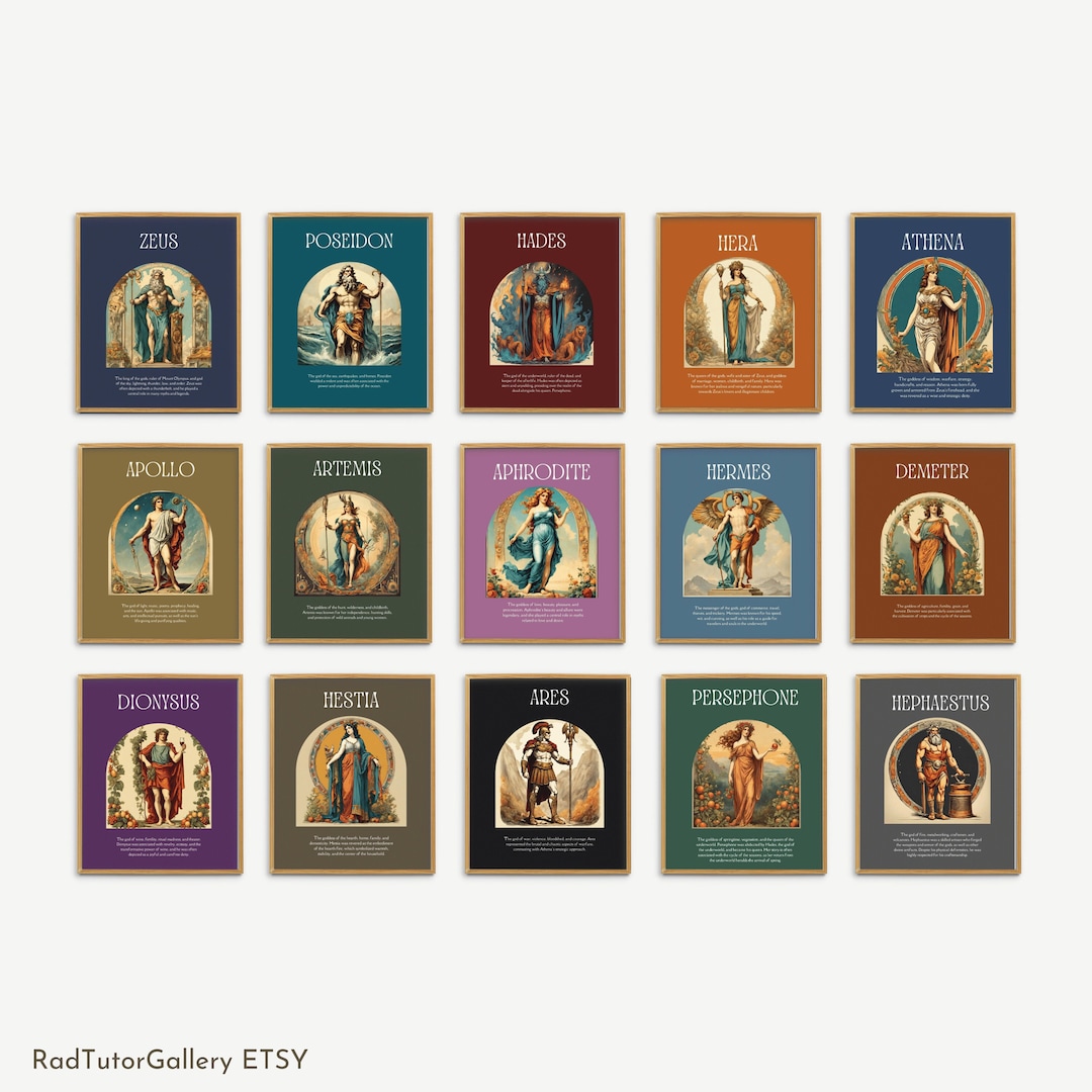 Greek Gods Educational Poster, Ancient Greek Gods and Goddesses, Greek ...