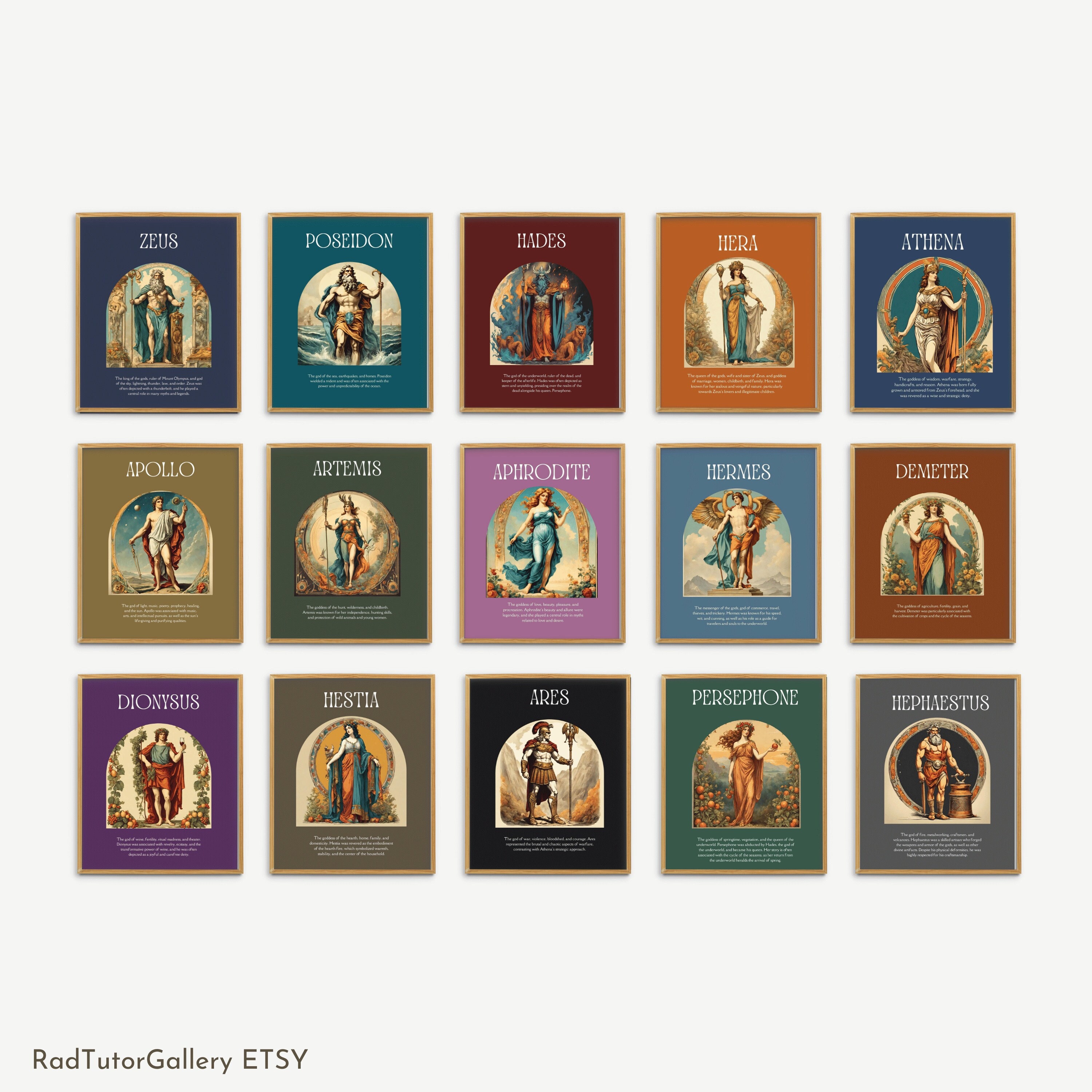 Greek Gods Educational Poster, Ancient Greek Gods and Goddesses, Greek ...