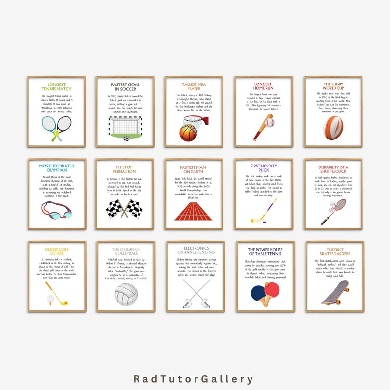 Sports Fun Facts Posters Set Bundle, PE Classroom Posters, Classroom ...