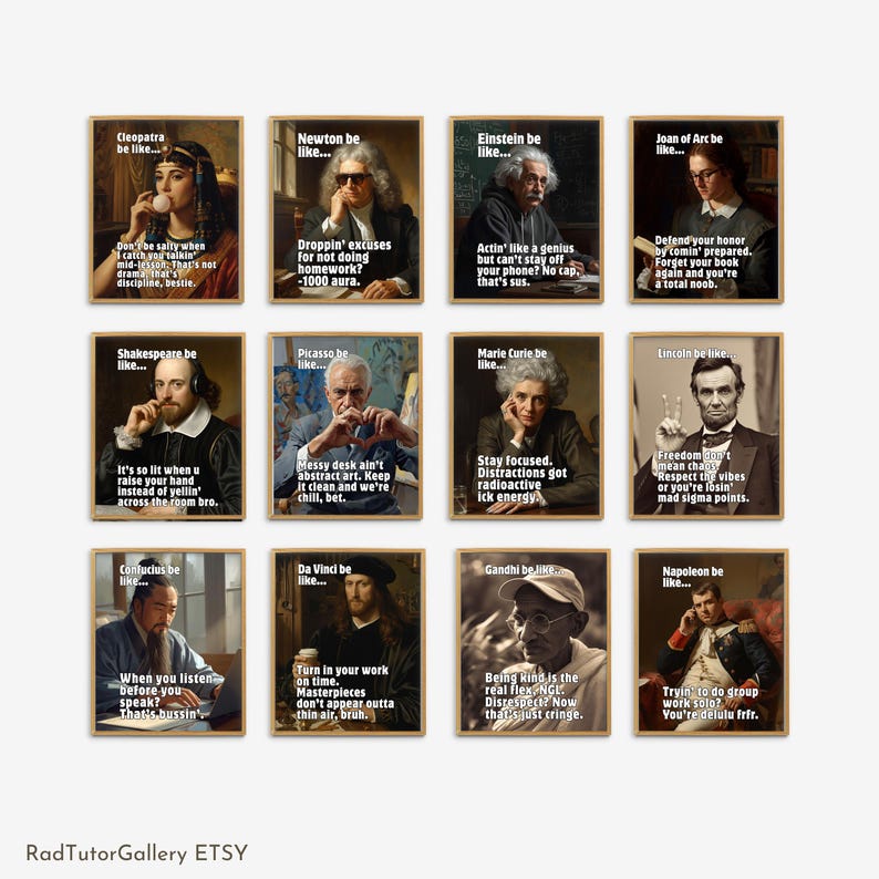 Funny Classroom Poster, Historical Figures Cringey Class Rules ...