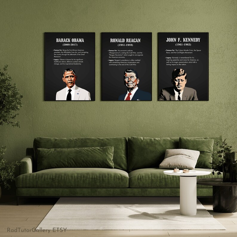 Famous US Presidents Set of 12, History Classroom Posters, American ...
