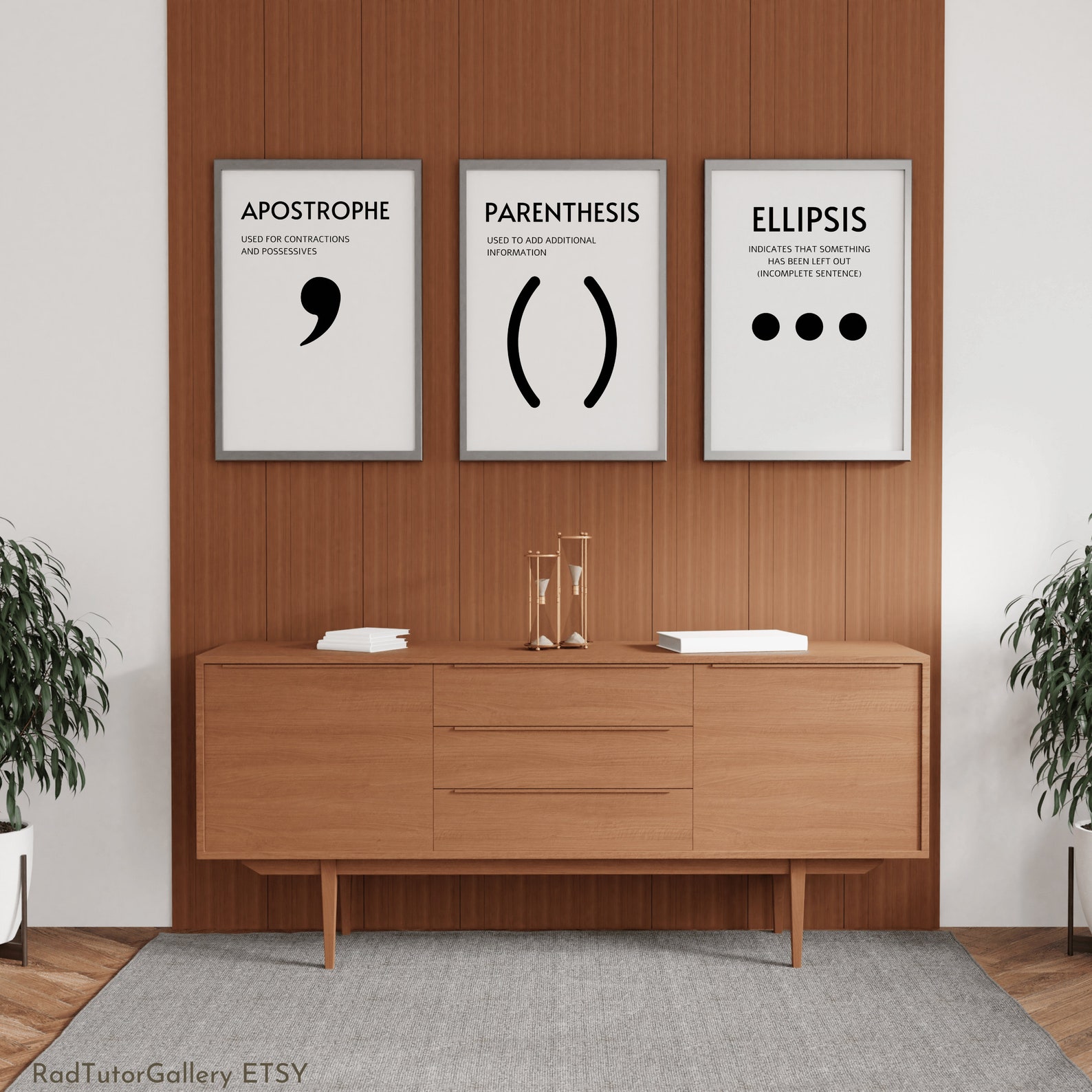 Punctuation English Classroom Posters Set of 12, Black and White ...