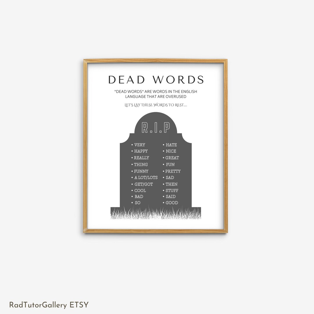 Dead Words English Classroom Decor, Funny Gothic English Class ...