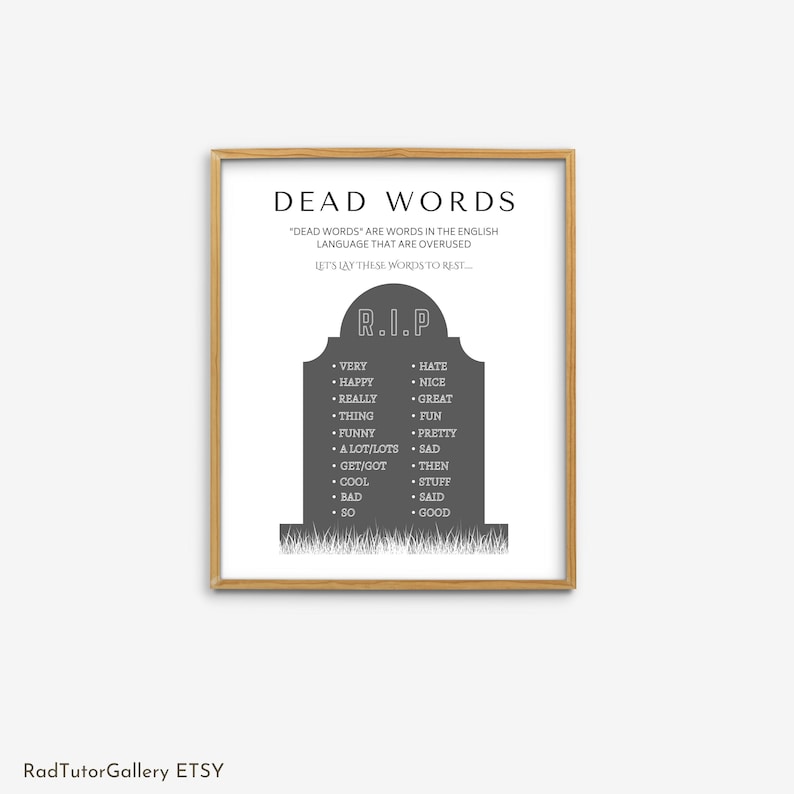 Dead Words English Classroom Decor, Funny Gothic English Class ...