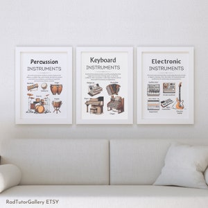 Music Instruments Set of 6 Gallery Wall Art, Music Classroom Poster ...