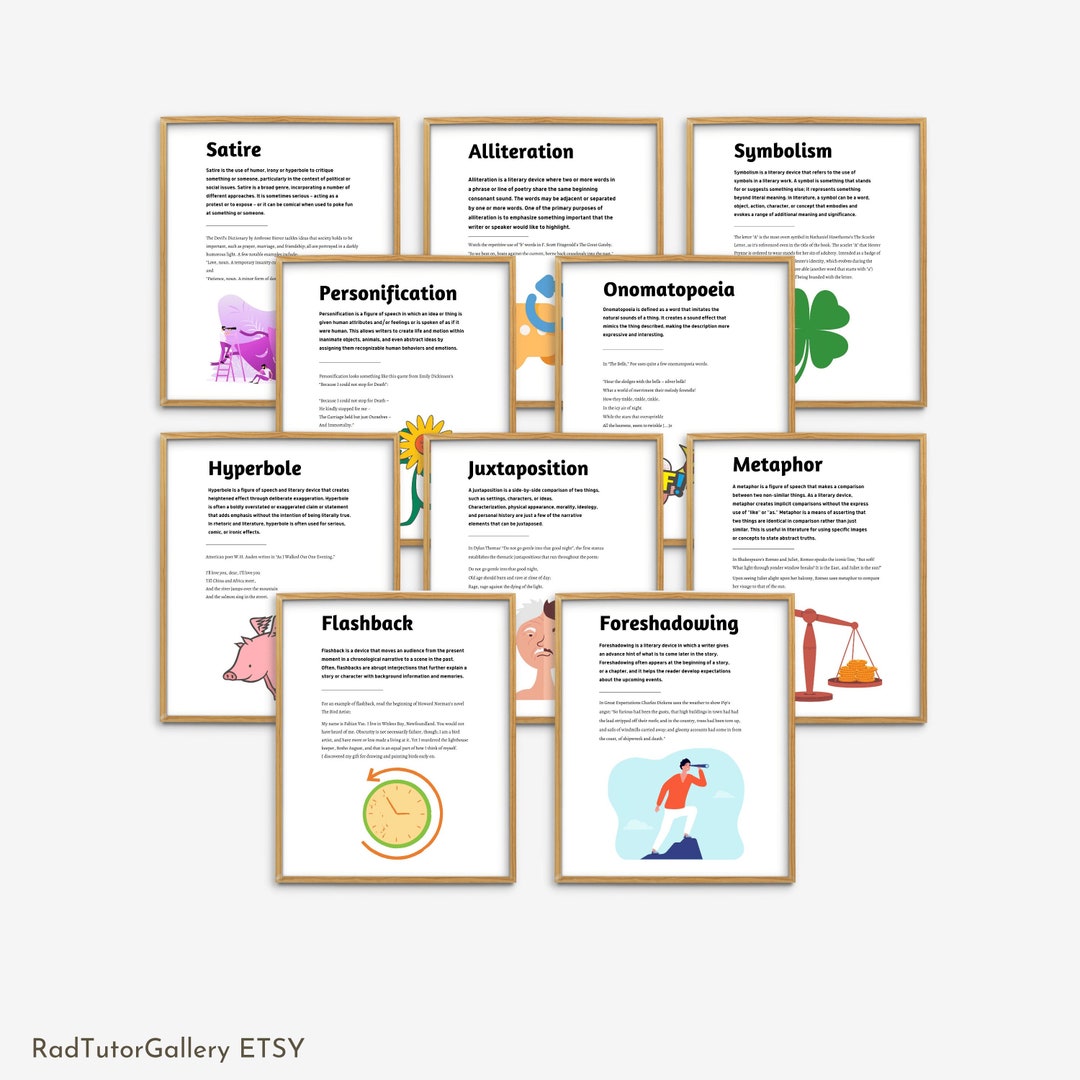 Literary Devices Posters Bundle Set of 10, Modern English Classroom ...