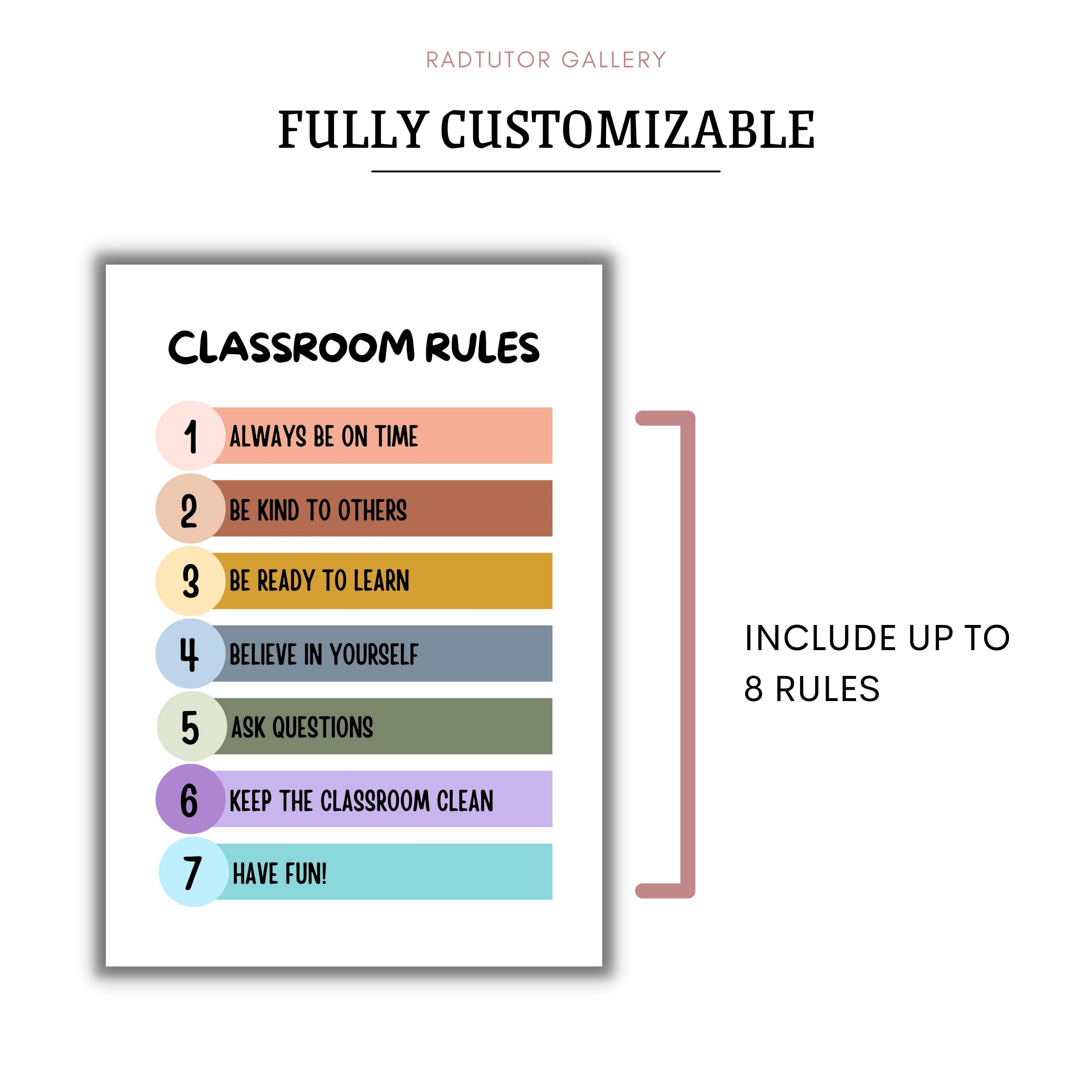 Custom Classroom Rules, Boho Class Rules Poster, Personalized Classroom ...