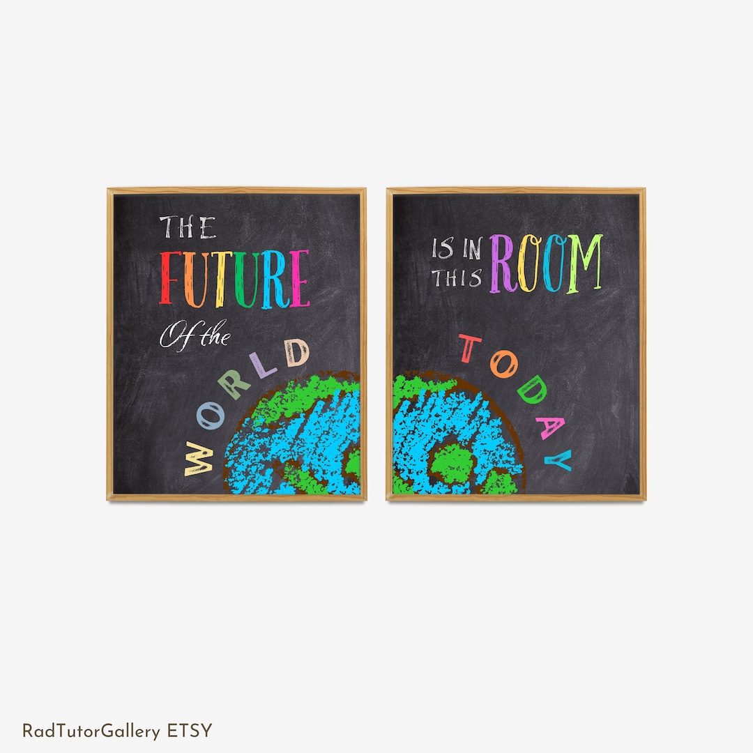 The Future of the World Blackboard Wall Art, Trendy Classroom Decor ...