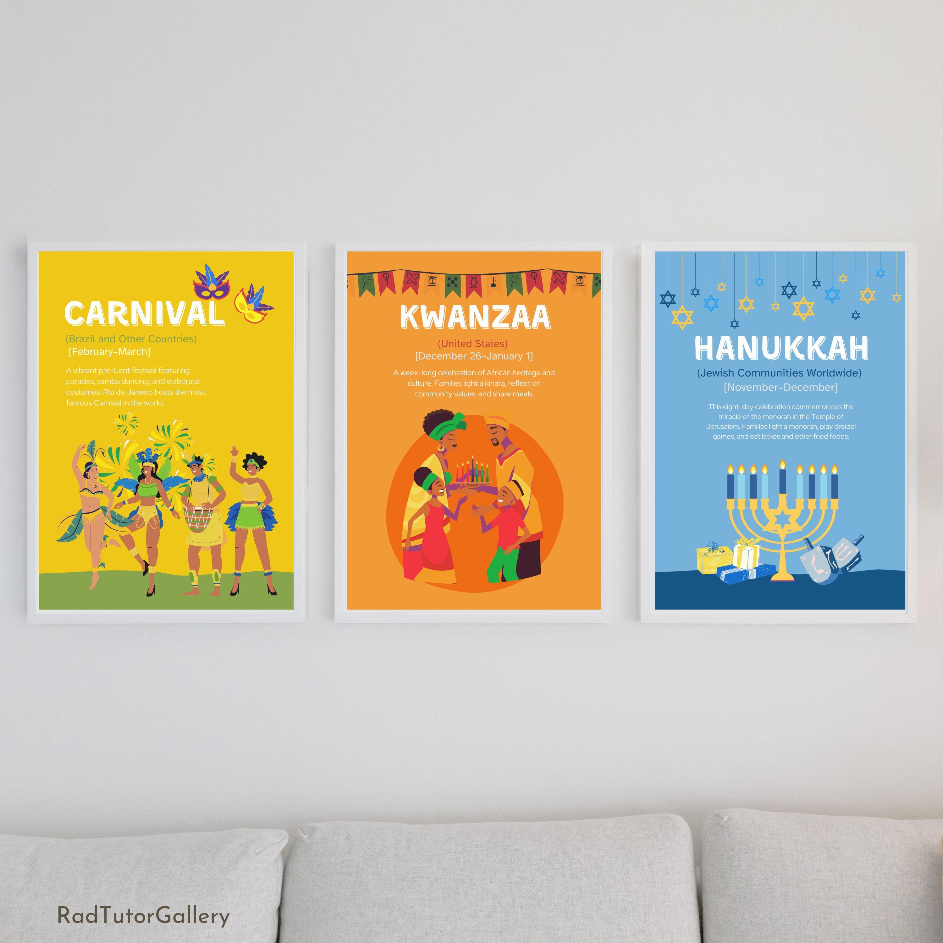 World Holidays Bulletin Board, Holidays Around the World Posters ...