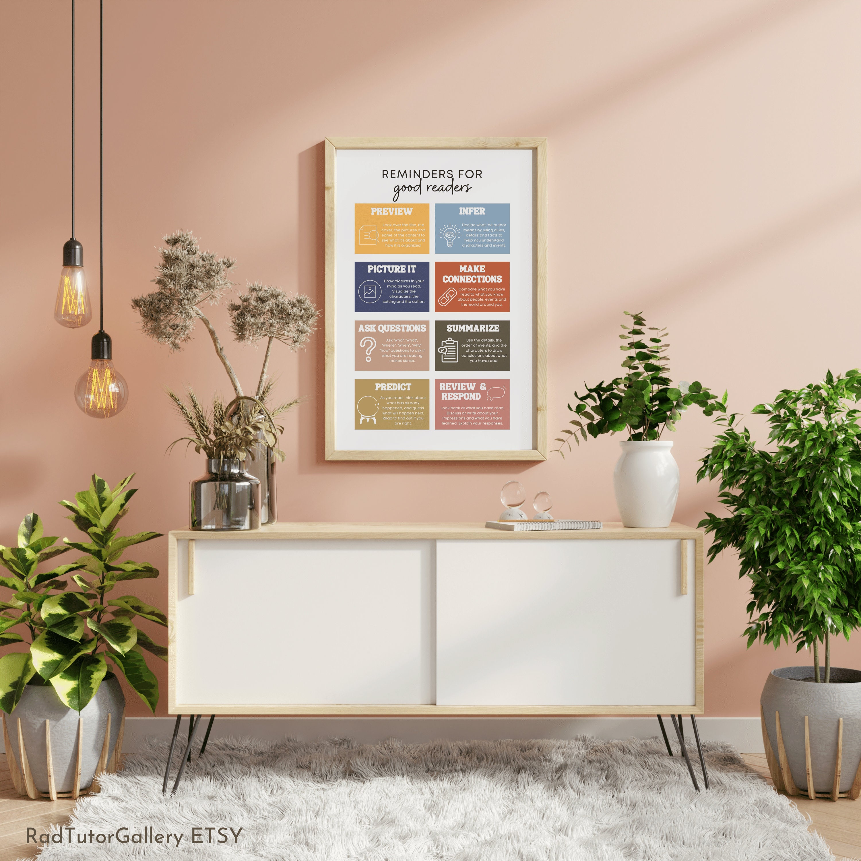 Reminders for Good Readers Classroom Poster, English Literary Wall Art ...