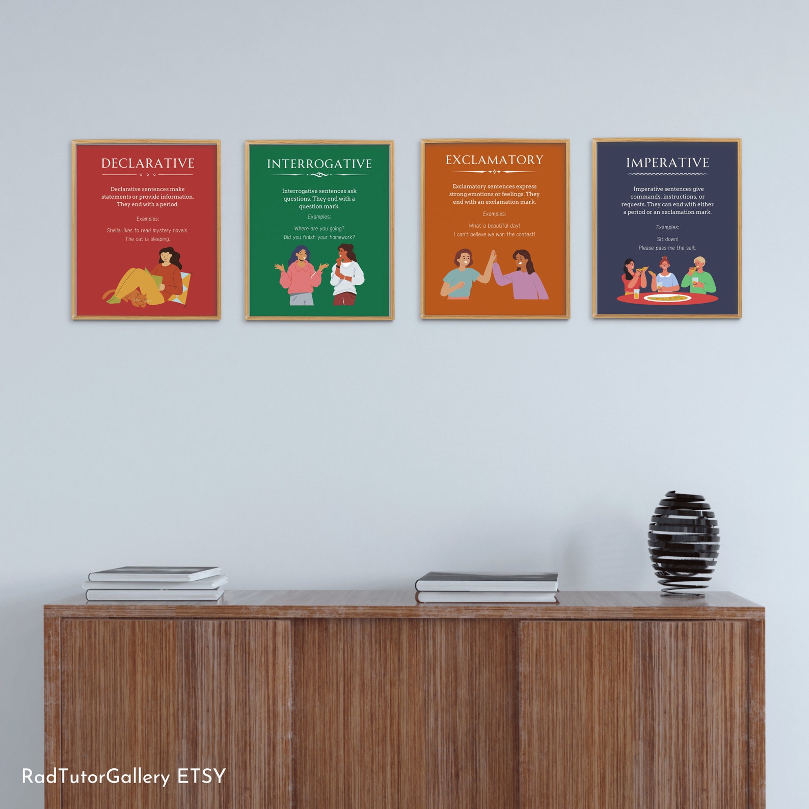 Types of Sentences Posters, Modern English Classroom Decor, High School ...