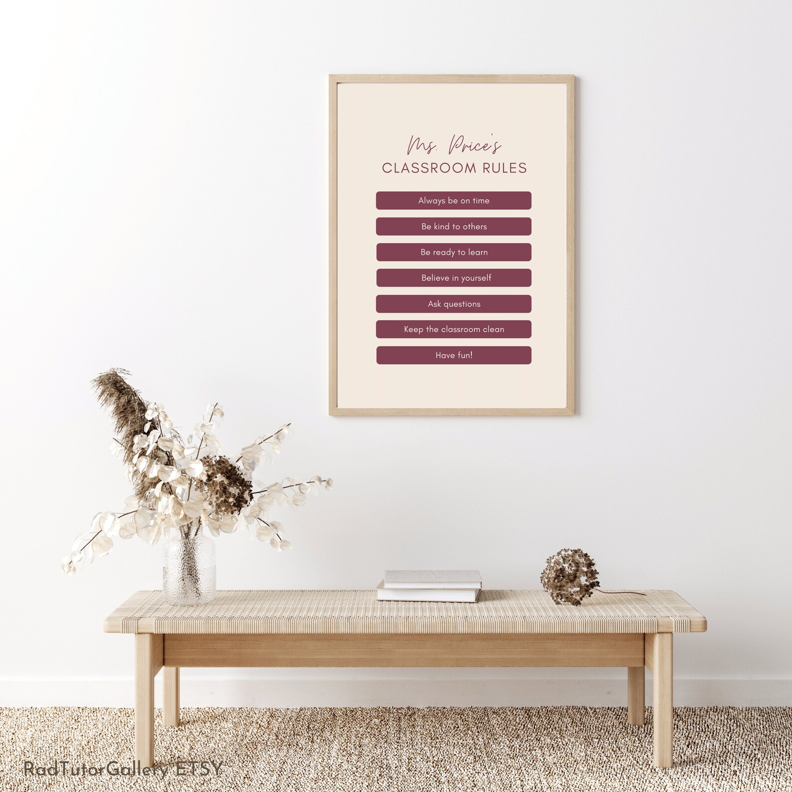Custom Classroom Rules, Minimalist Class Rules Poster, Personalized ...