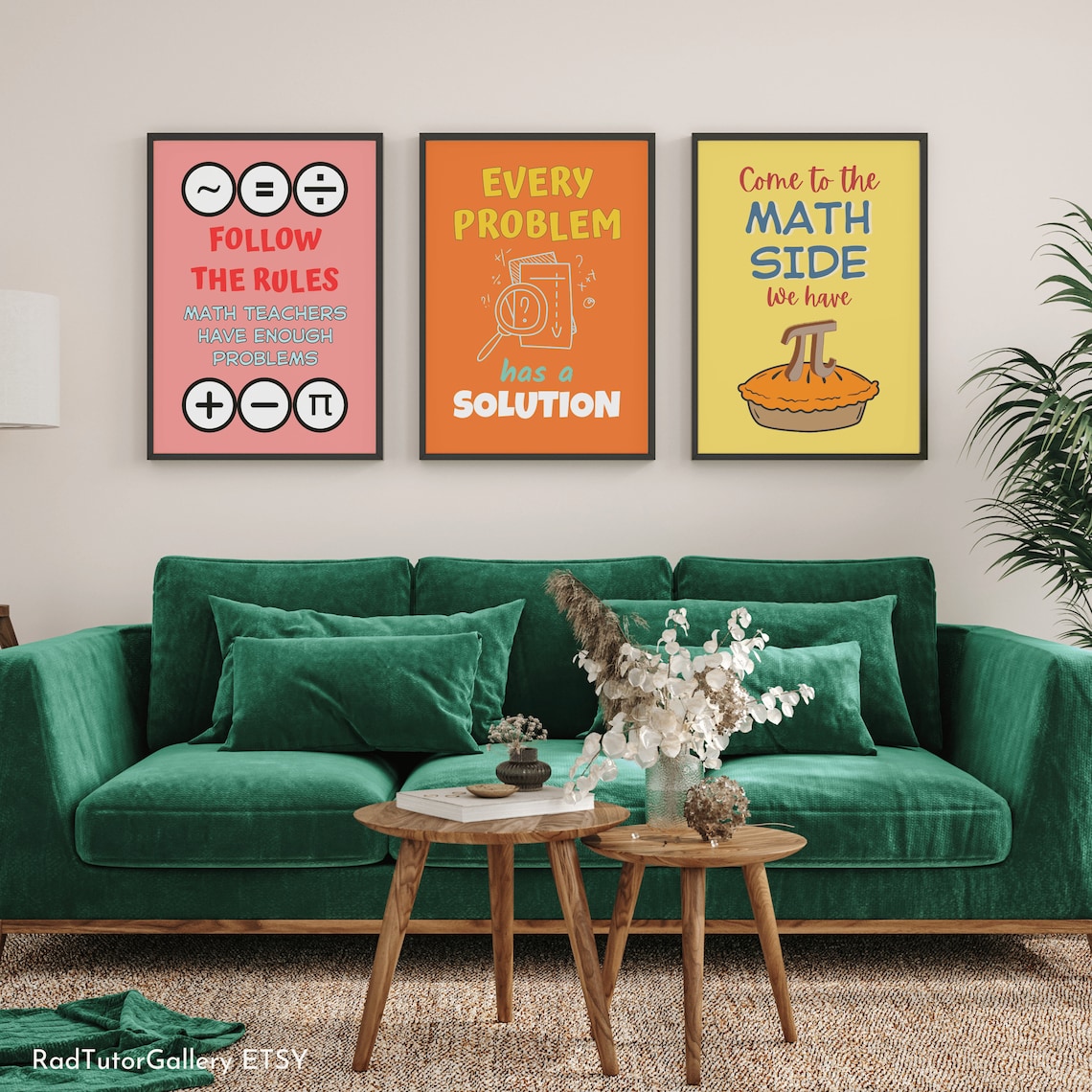 Math Posters Set, Math Trendy Poster, Mathematics Puns Class Posters ...