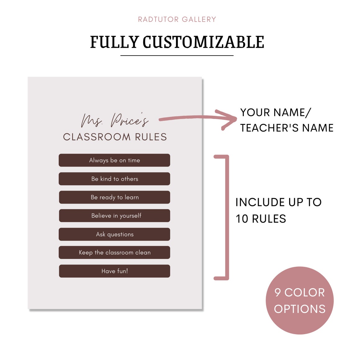 Custom Classroom Rules Minimalist Class Rules Poster - Etsy