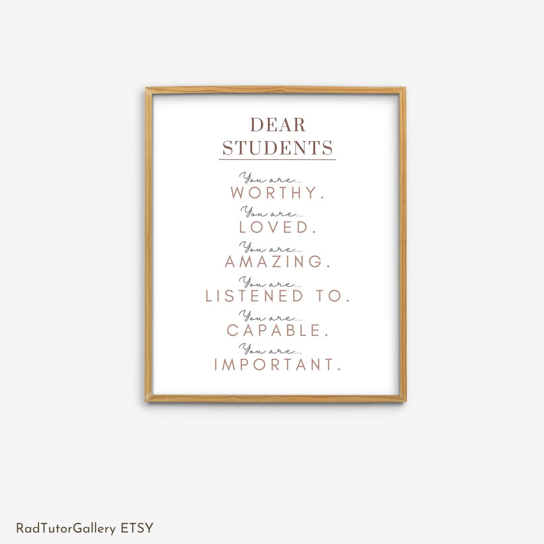 Dear Students Affirmation Wall Art, Boho Classroom Decor, School ...