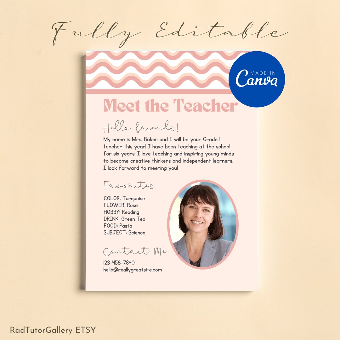 Pink Neutral Meet the Teacher Editable Template, Boho Muted Color Meet ...