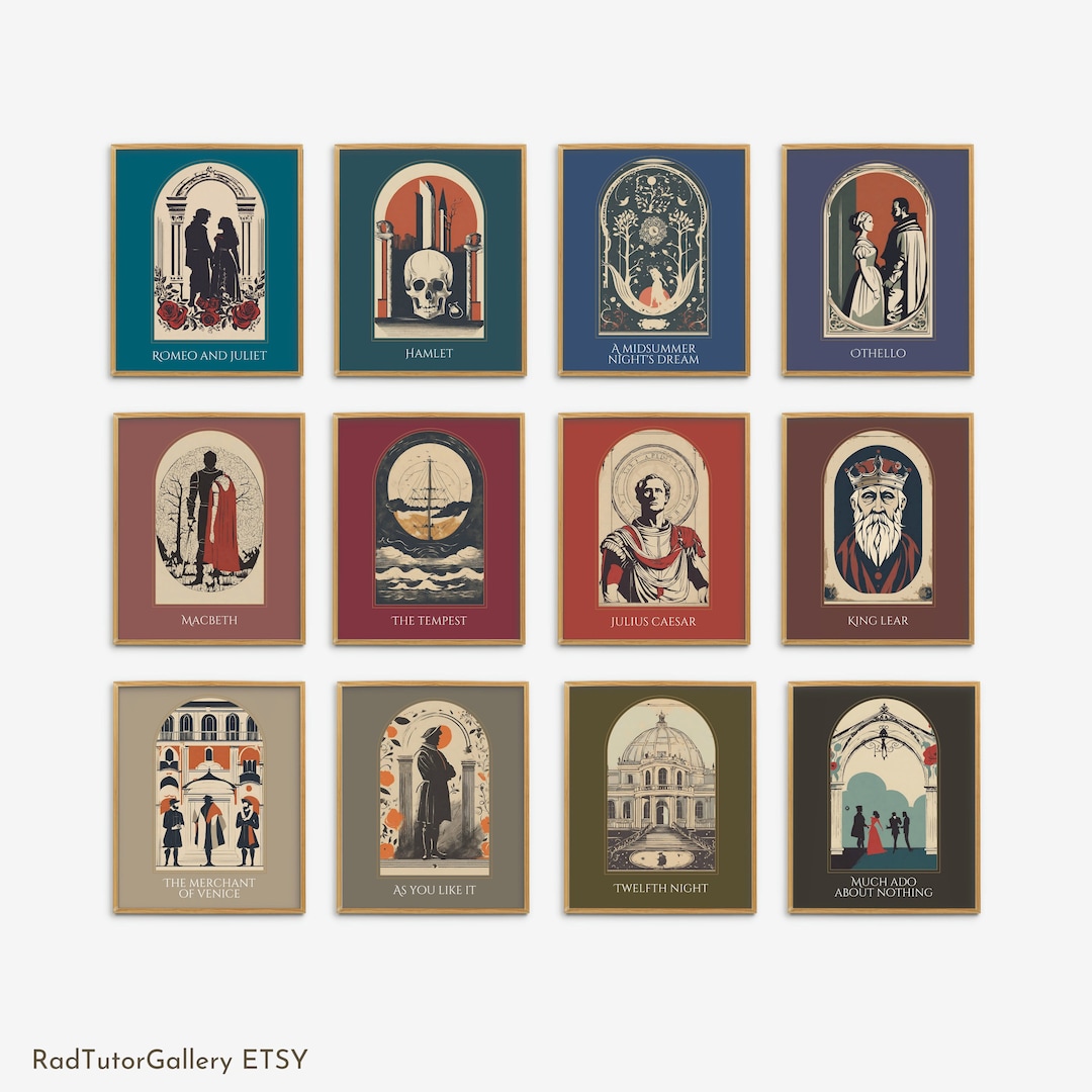 Shakespeare Famous Plays Prints, Shakespeare Gallery Wall, English ...