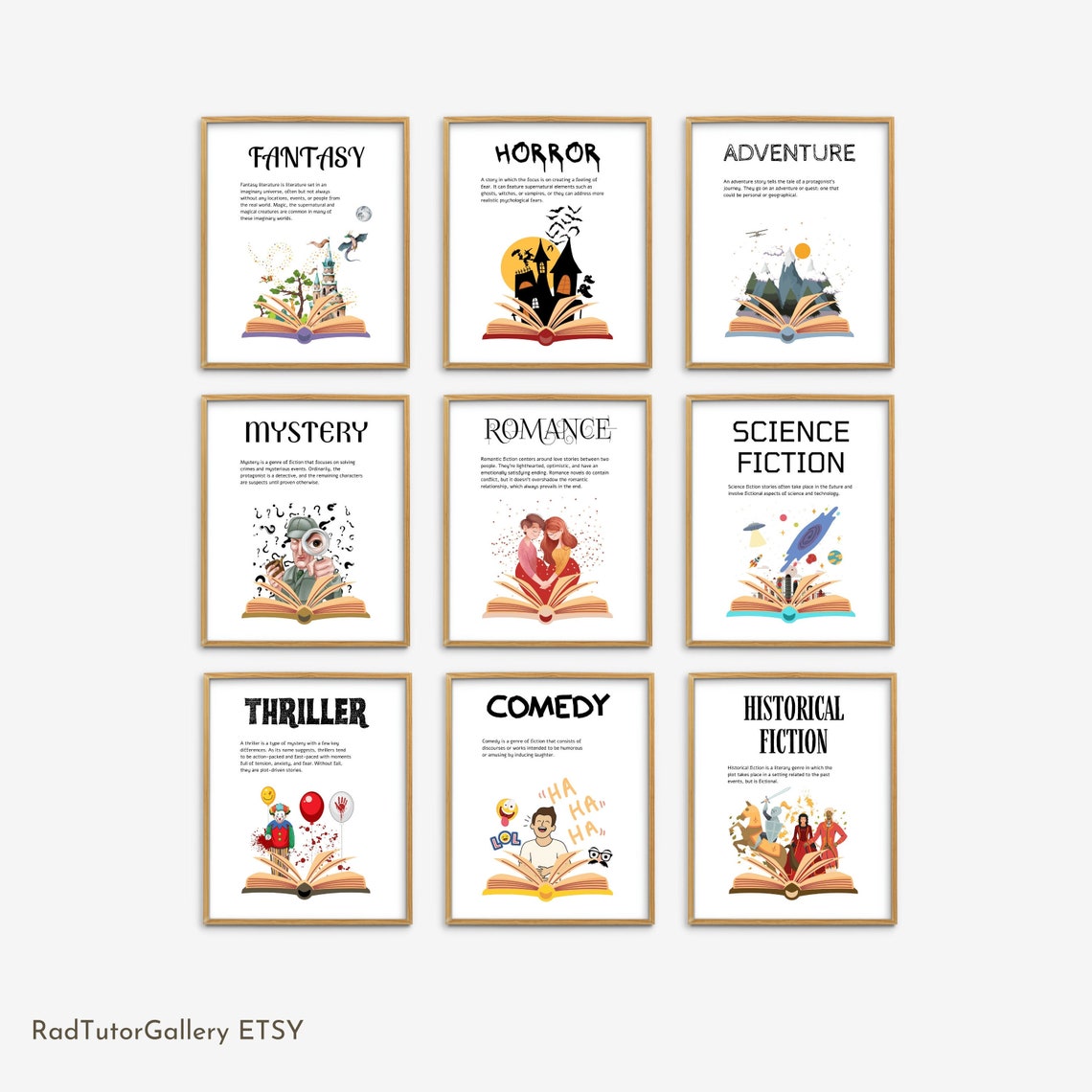 Literary Genre Posters Set of 9 Fiction Genres Novel Genres - Etsy