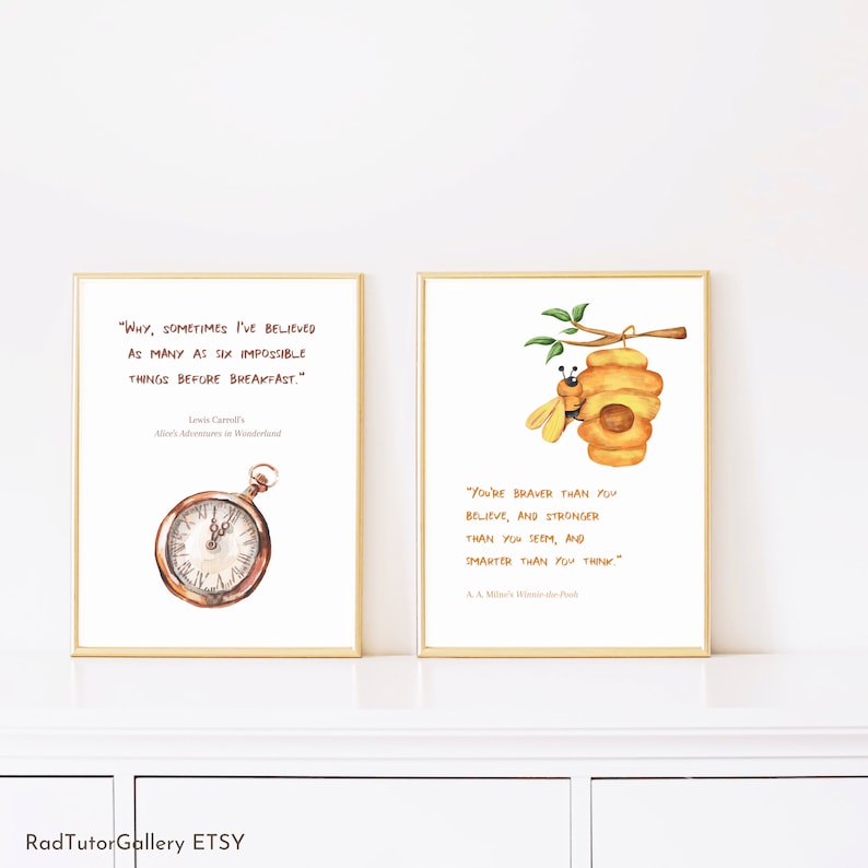 Children's Literature Inspirational Quote Print Set, English Classroom ...