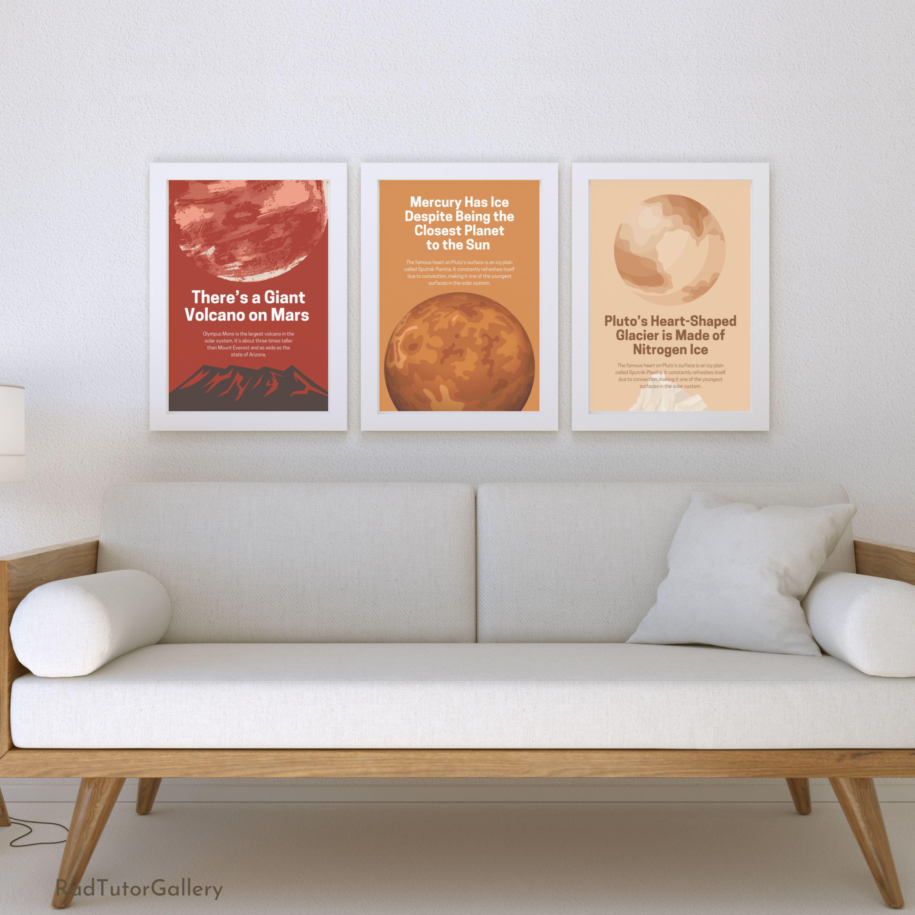 Solar System Fun Facts Posters, Space Poster Educational Wall Art ...