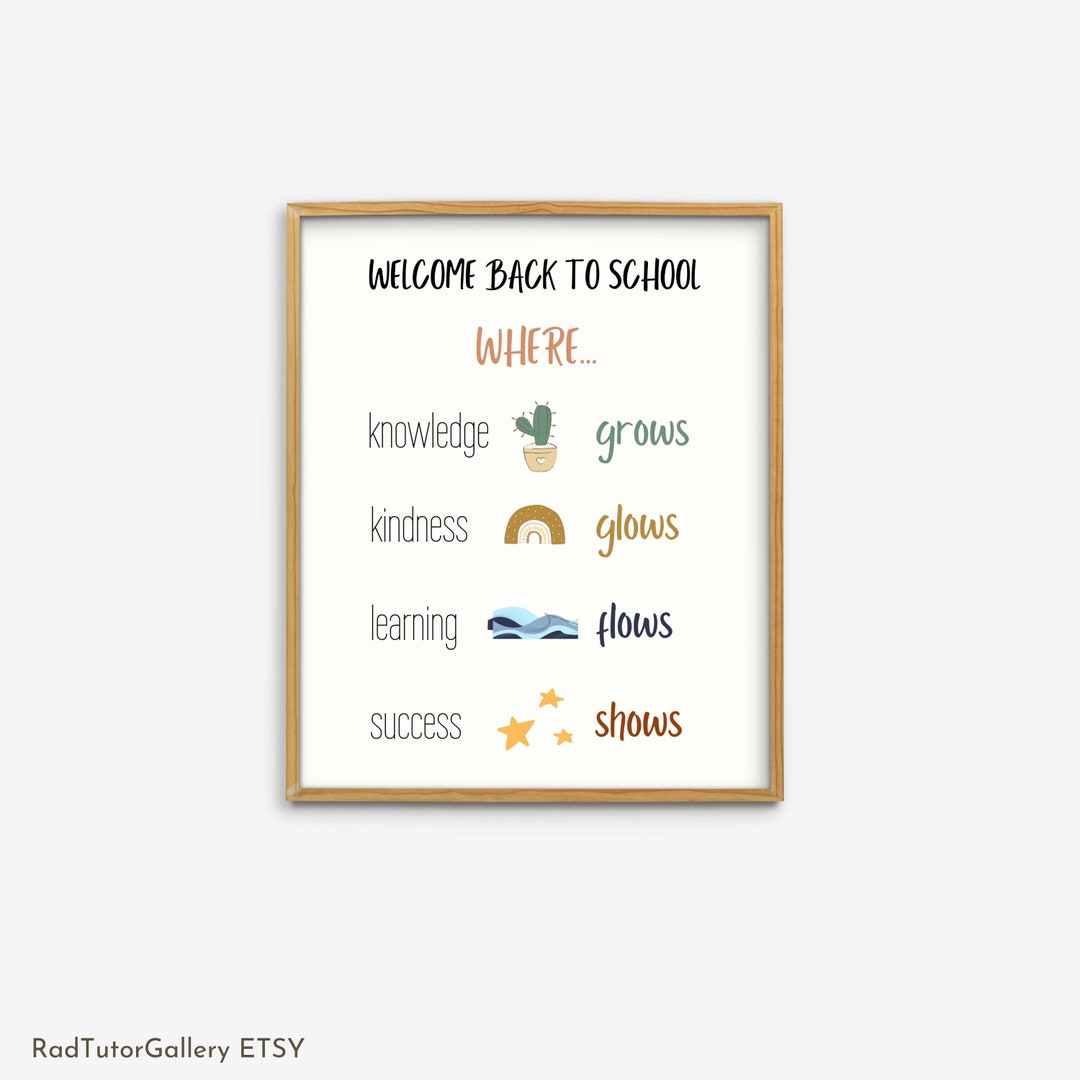 Welcome Back to School Poster, Boho Classroom Decor, Back to School ...