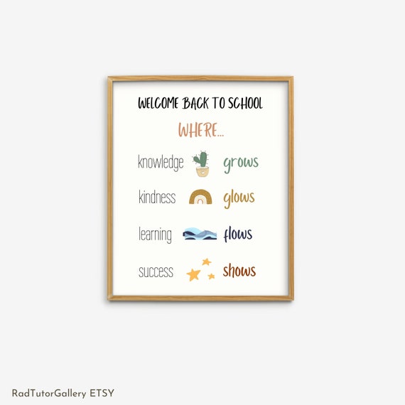 Welcome Back to School Poster Boho Classroom Decor Back to - Etsy