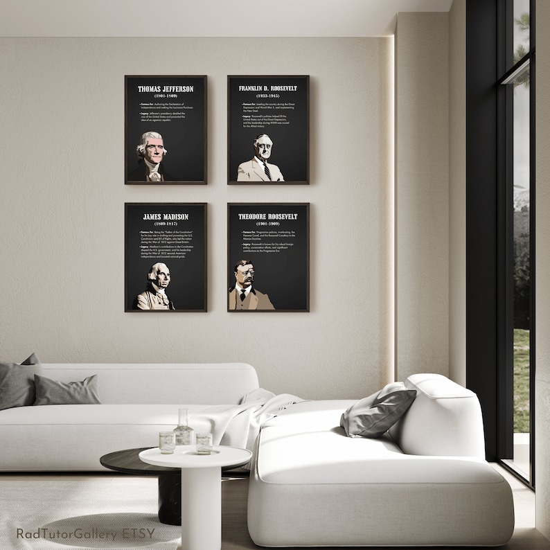 Famous US Presidents Set of 12, History Classroom Posters, American ...