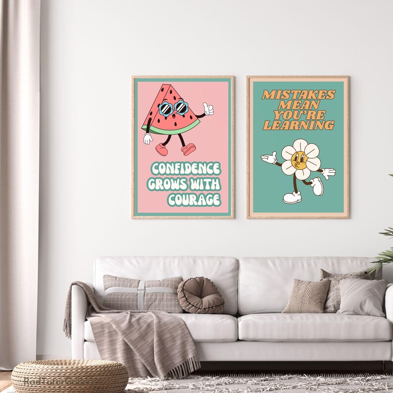 Retro Characters Positivity Growth Mindset Classroom, Classroom Decor ...