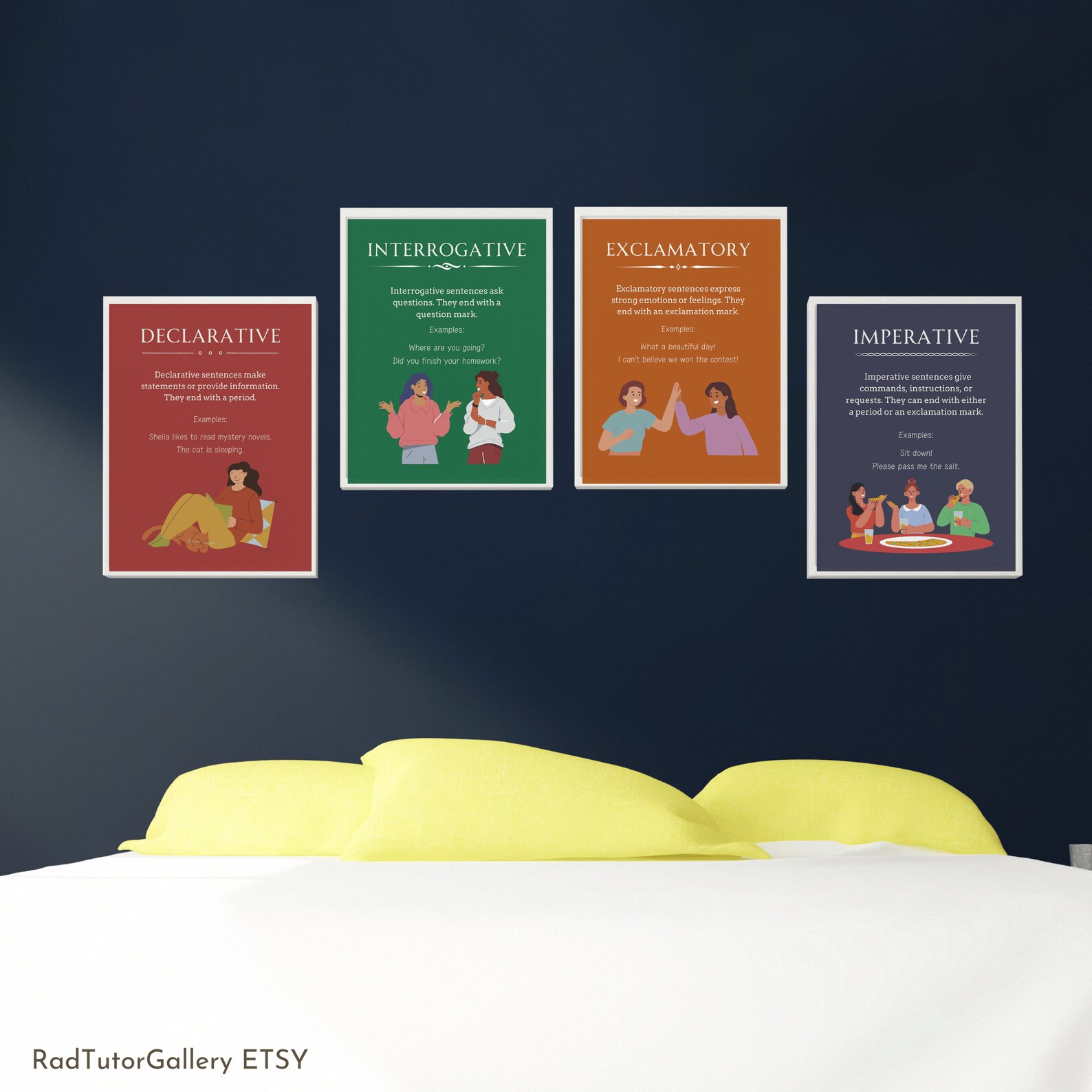 Types of Sentences Posters, Modern English Classroom Decor, High School ...