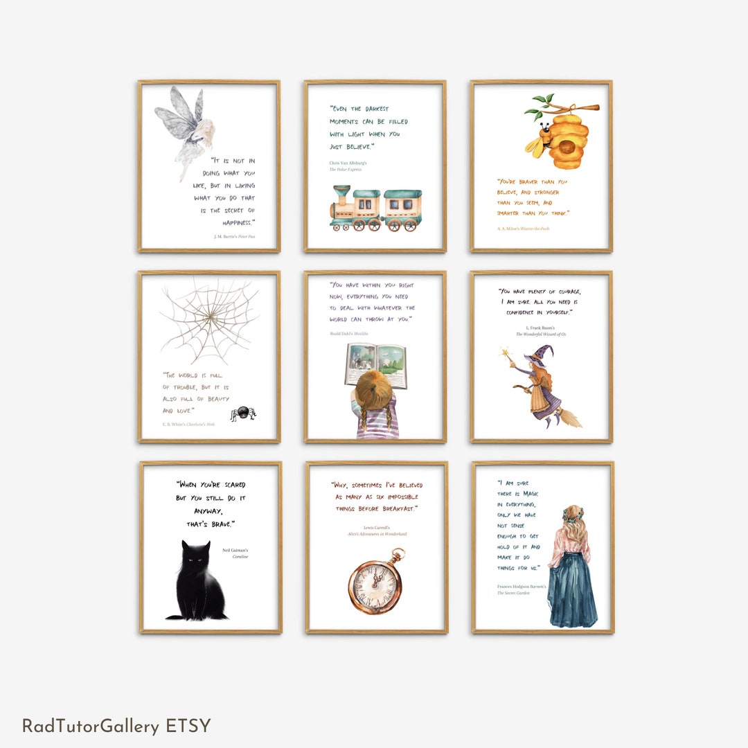 Children's Literature Inspirational Quote Print Set, English Classroom ...