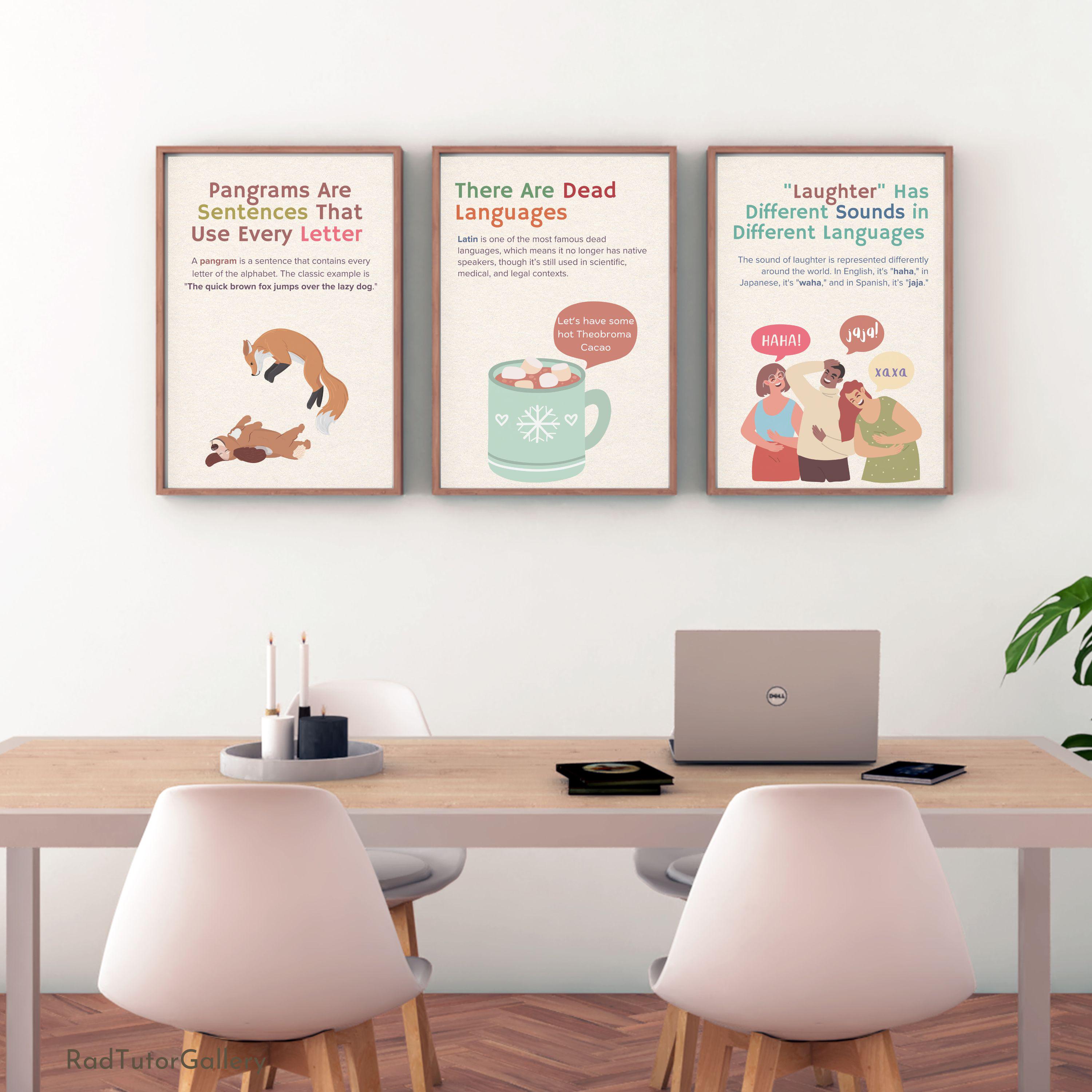 Language Fun Facts Posters, English Class Wall Arts, ELA Prints ...
