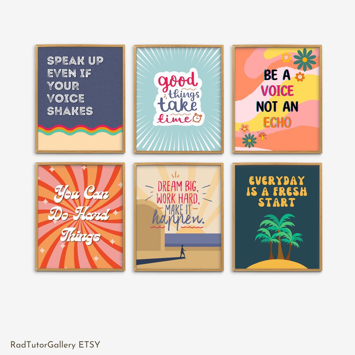 Retro Growth Mindset Classroom Poster Set of 6 Groovy - Etsy