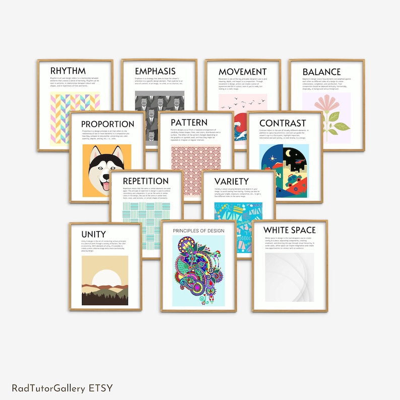 Principles of Design Posters Set of 12, Art Teacher Bulletin Board ...