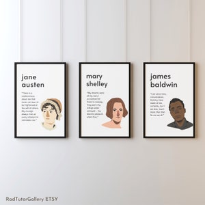 Influential Inspiring Authors Posters, Book Quote Wall Collage Bundle ...