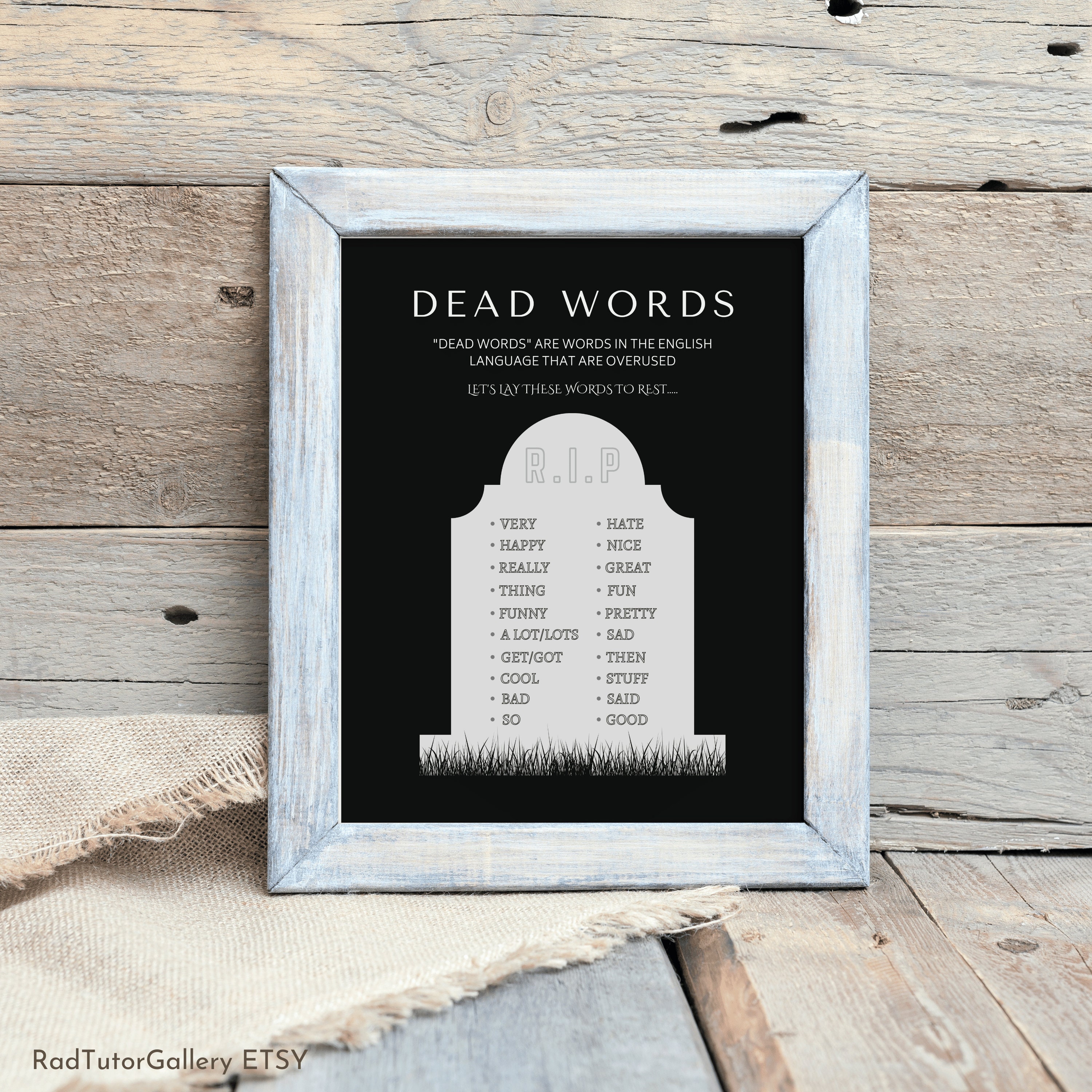 Dead Words English Classroom Decor, Gothic English Class Printable ...