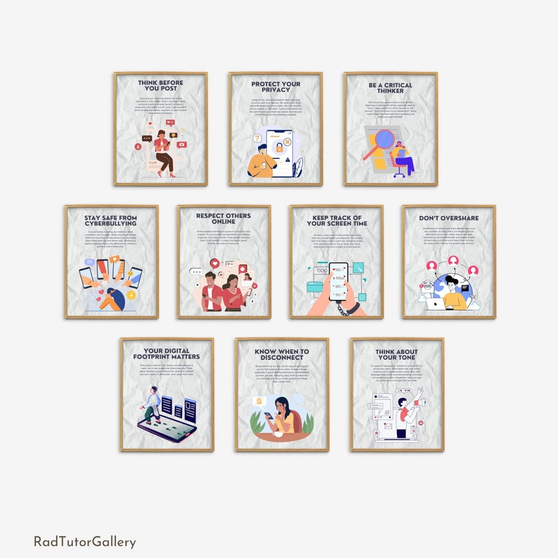Digital Citizenship Poster Set, Internet Safety IT Classroom Posters ...