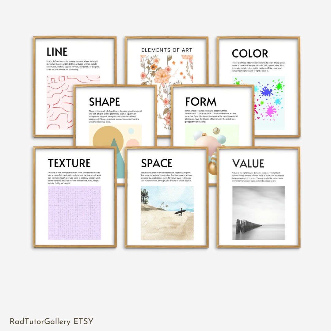 Elements of Art Sets of 8, Classroom Decor Bundle, Principles of Design ...
