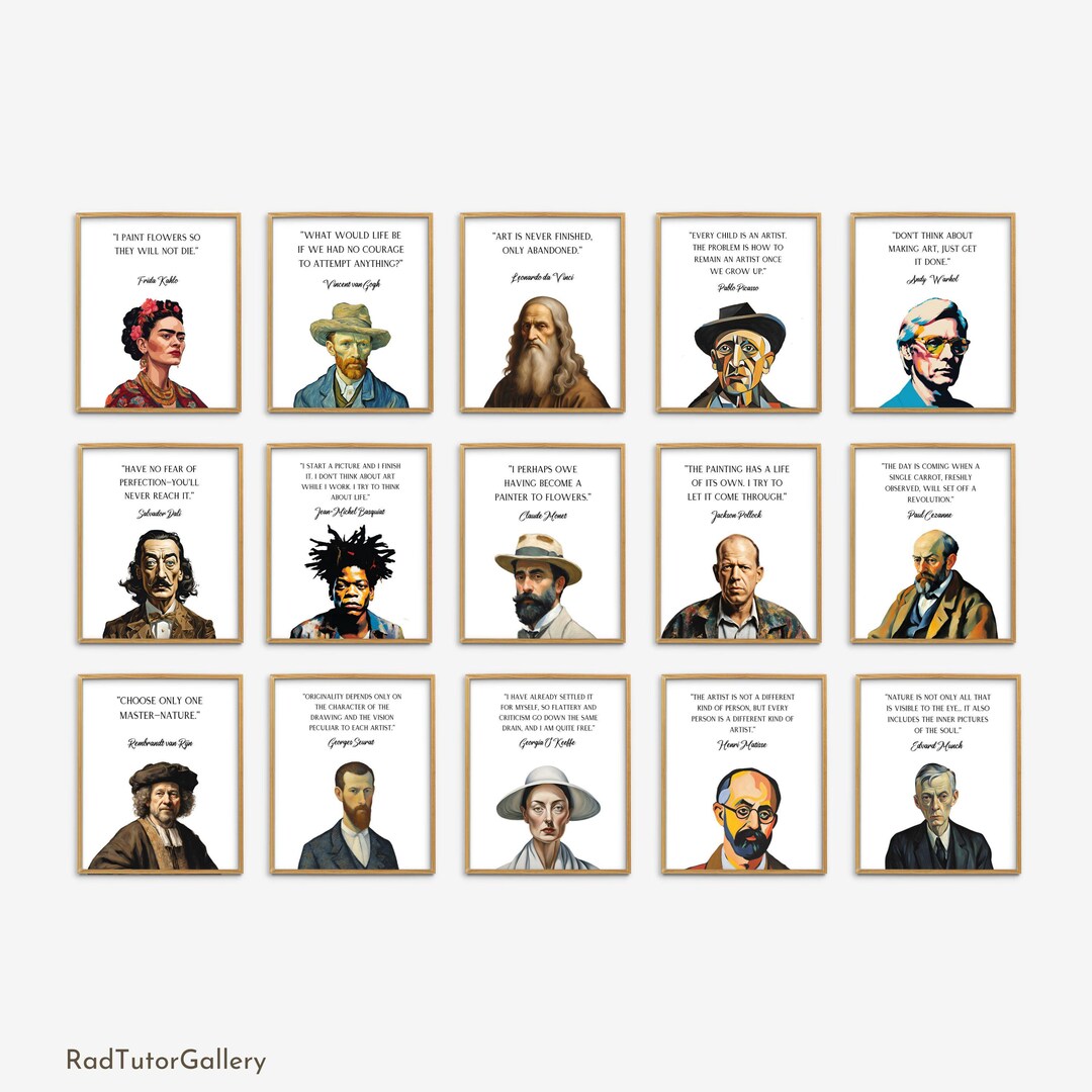 Famous Artists Quotes Set, Popular Artists Classroom Decor, Art Teacher ...