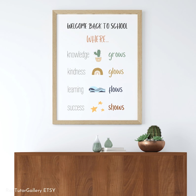 Welcome Back to School Poster, Boho Classroom Decor, Back to School ...