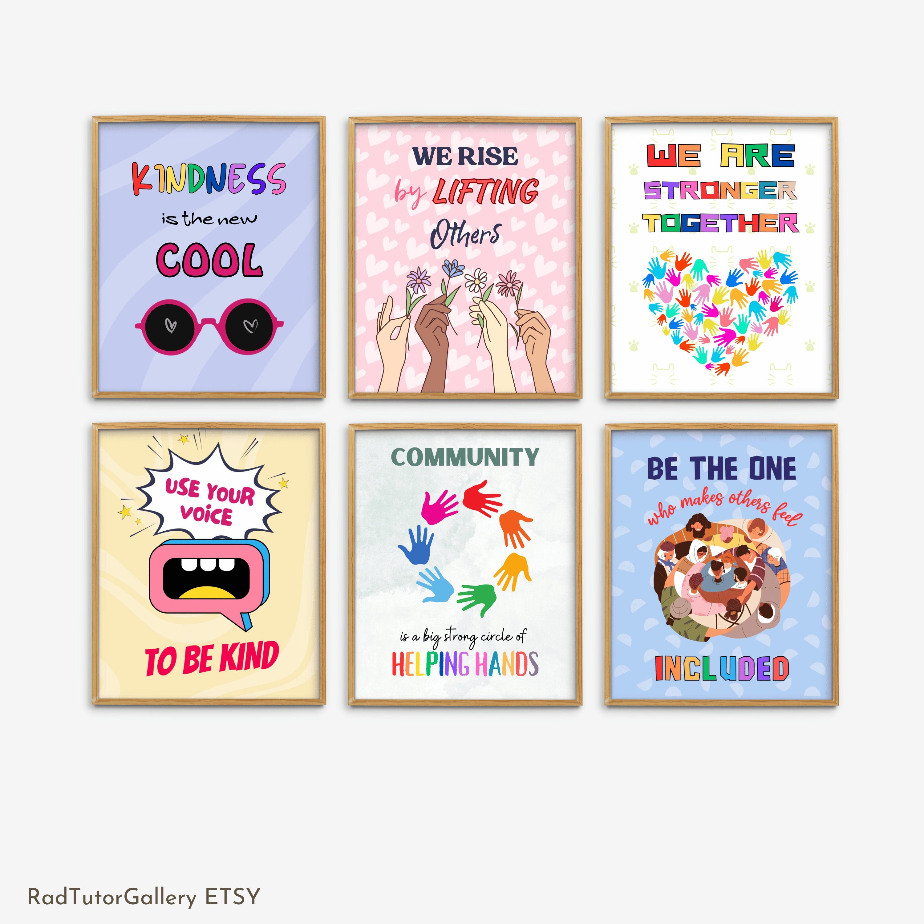 Fun Diversity Classroom Poster Set of 6, Groovy Classroom Decor ...