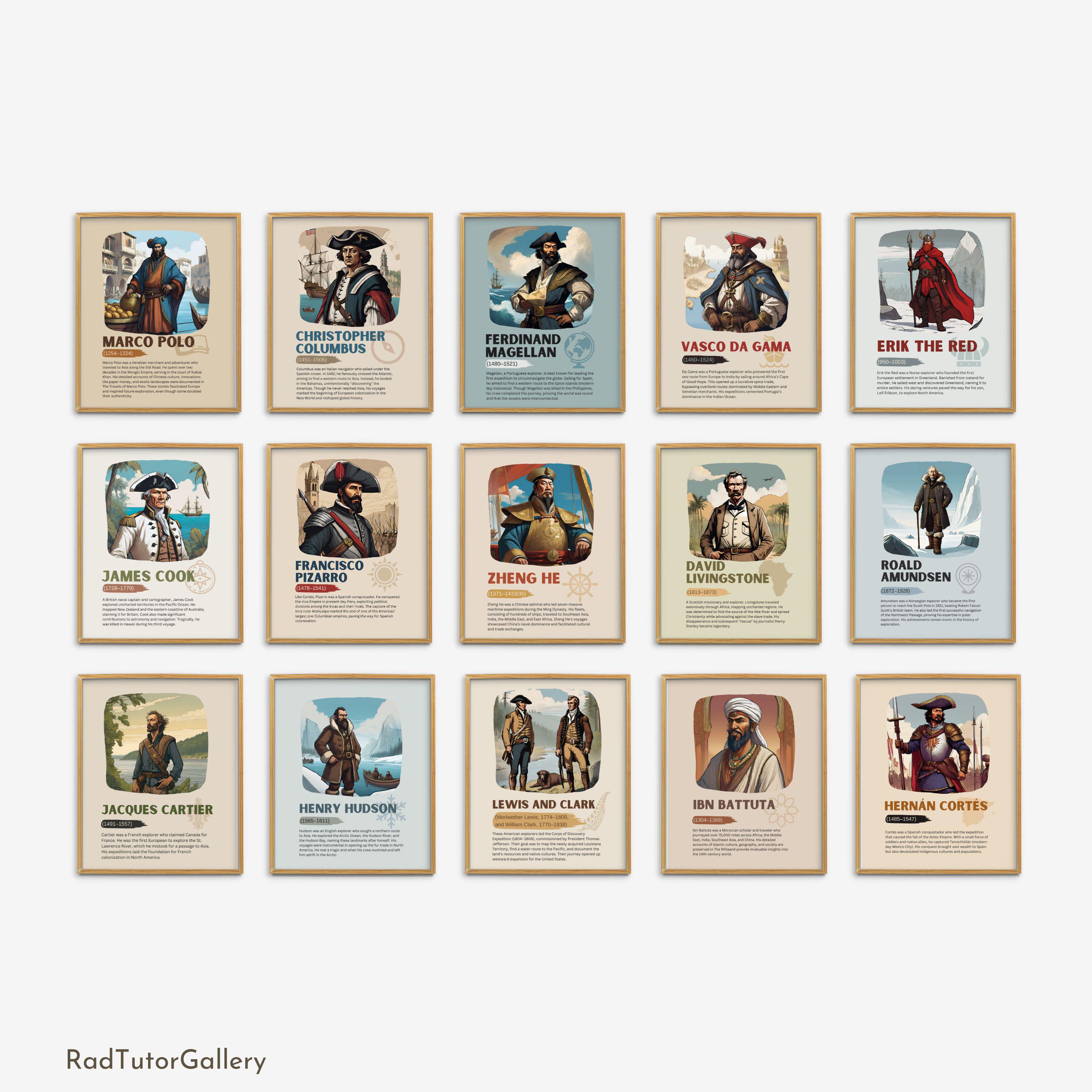 Famous Explorers Posters, World Geography History Classroom Decor for ...